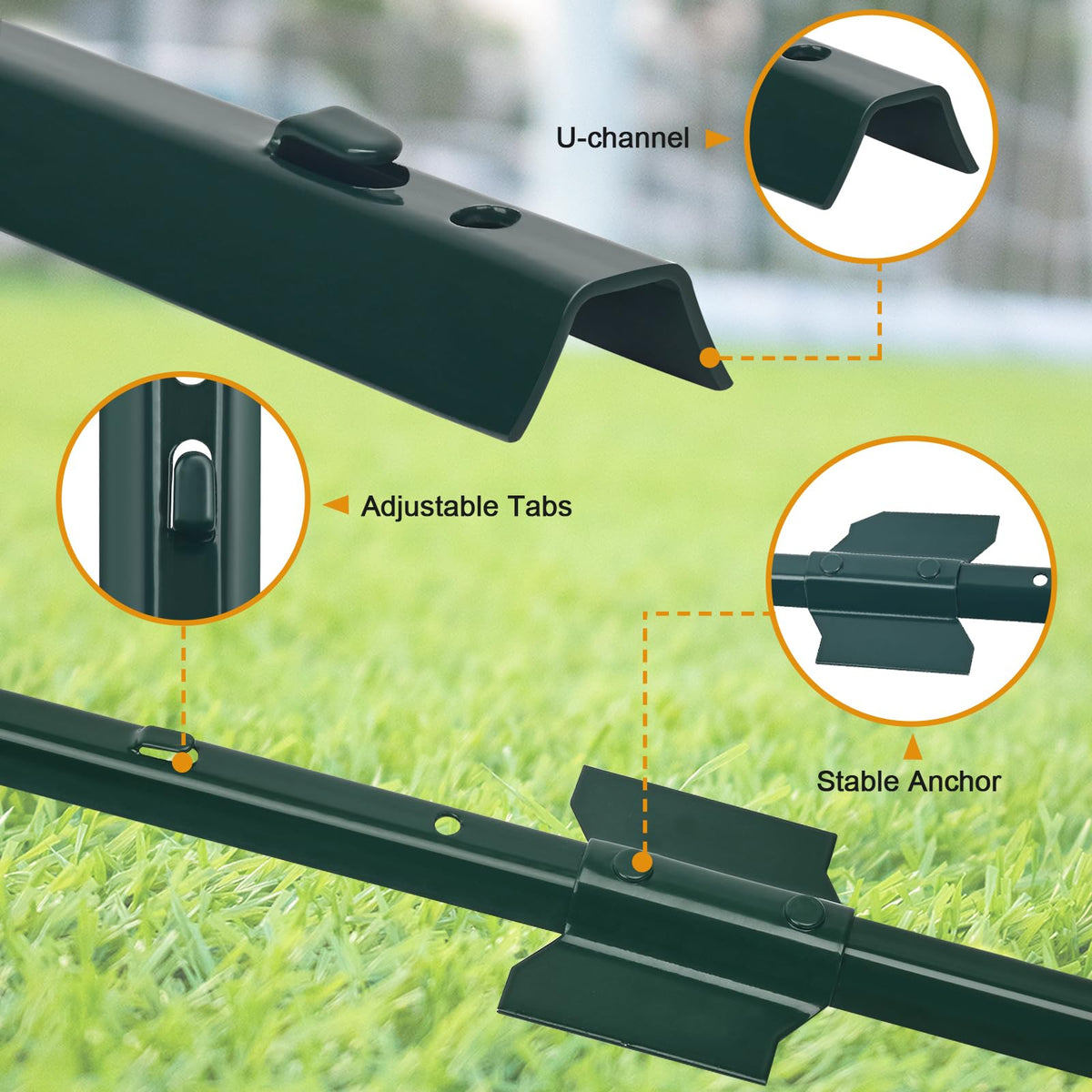 Set of 10 Pack Fence Posts 3ft Length Fence Post Sturdy U-Post Coated ...