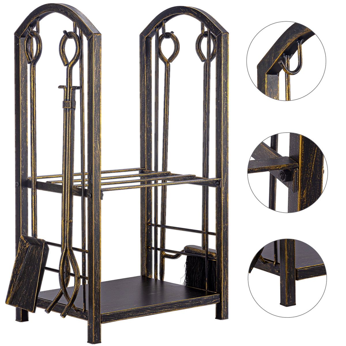 Amagabeli Firewood Rack Indoor 5 Pieces Fireplace Tools Set Fire Wood