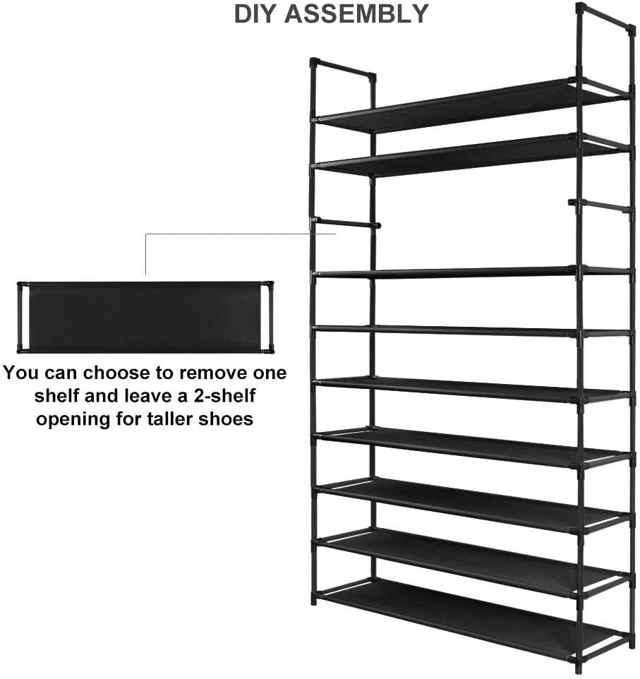 Camabel 10 Tiers Rack Shelves For 60 Pairs Non-Woven Fabric Black ET08 ...